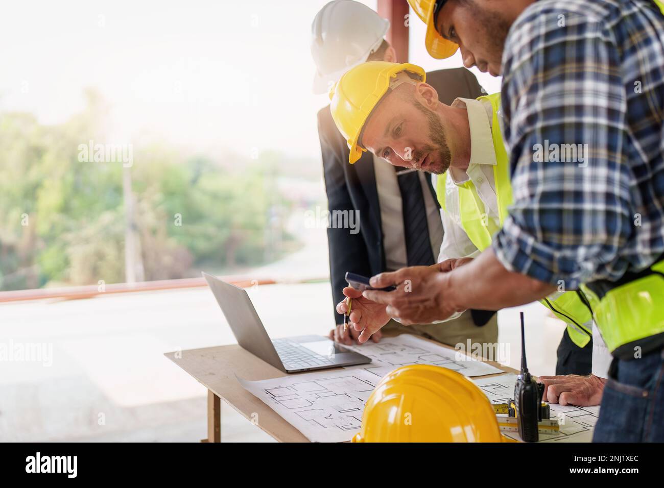 Civil Construction team working at renovate construction site ...