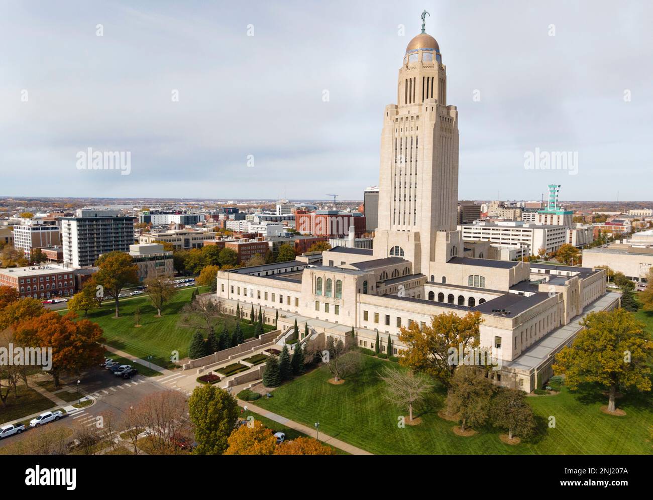 The Nebraska State Capitol is photographed by a drone on Wednesday, Oct ...