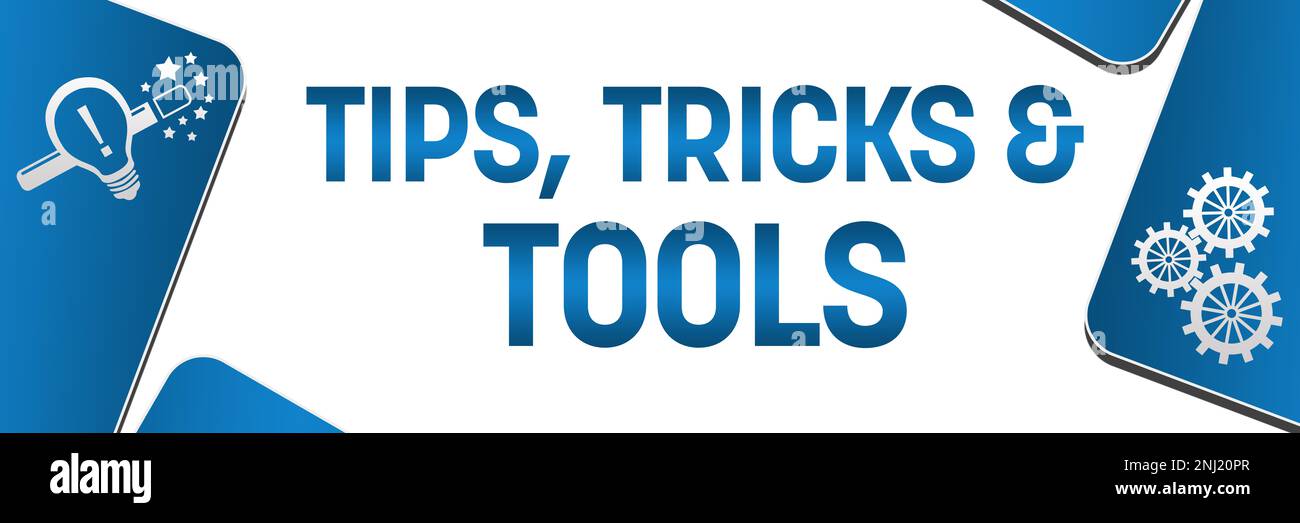 Tips Tricks And Tools Blue Rounded Squares Left Right Symbols Stock ...