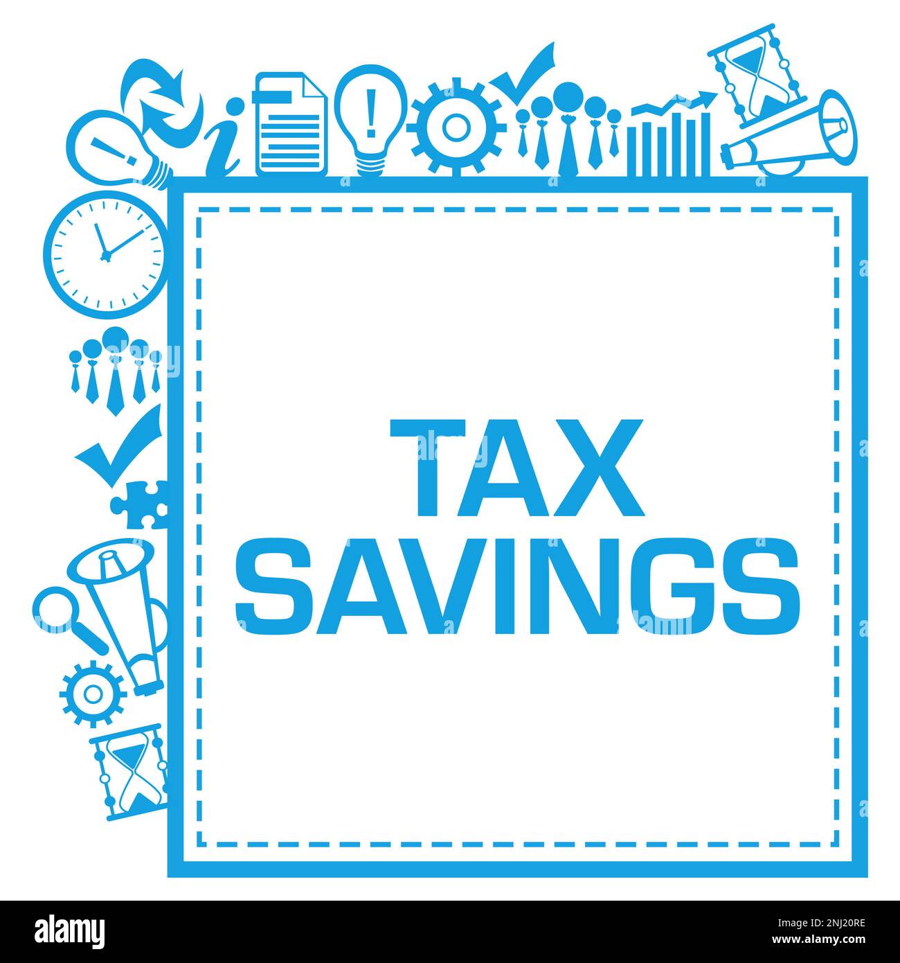 Tax Savings Business Symbols Squares Sides Text Blue Stock Photo - Alamy