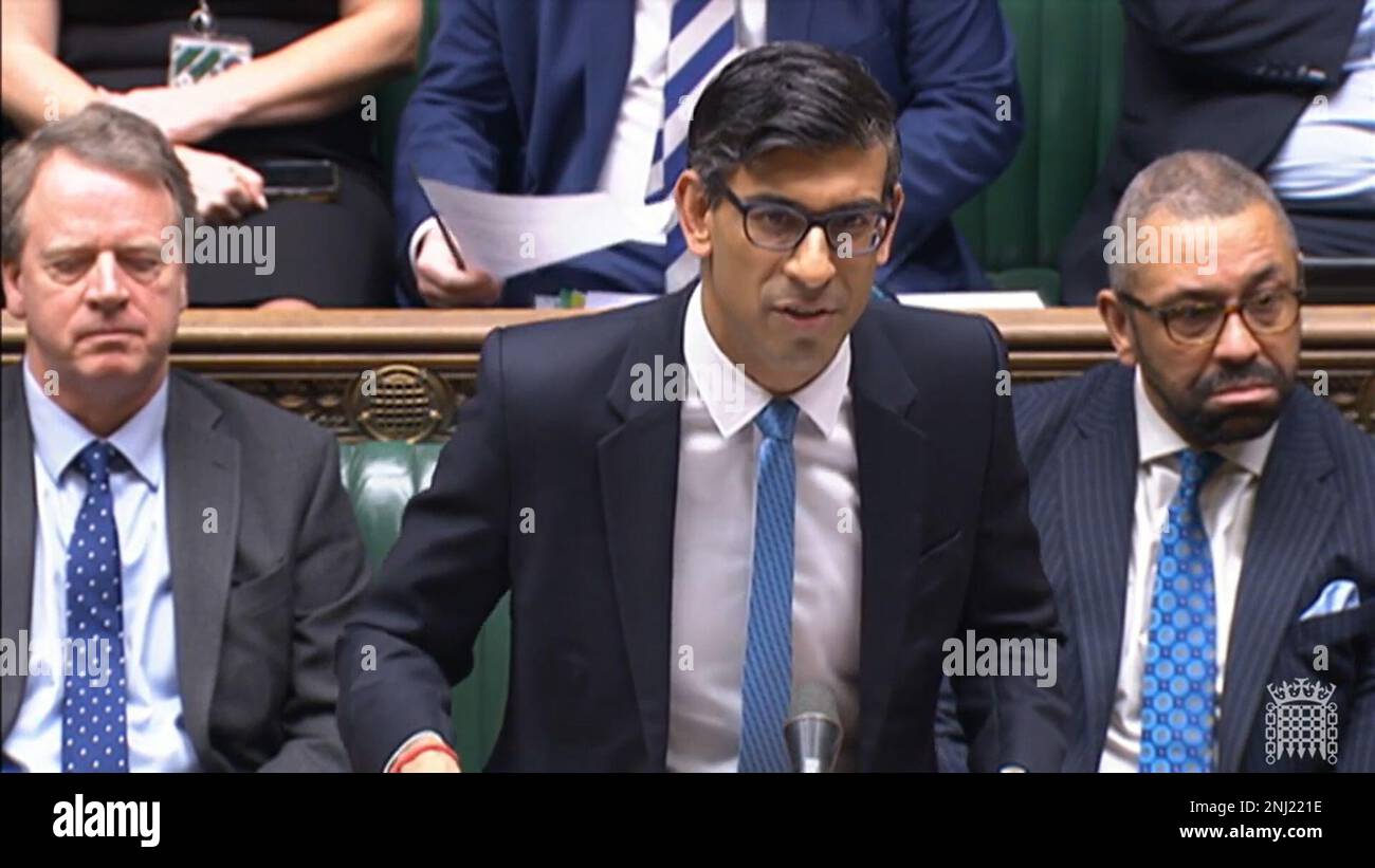 Prime Minister Rishi Sunak speaks during Prime Minister's Questions in ...