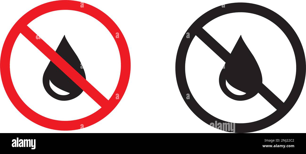 Signs in black and red prohibiting the use of water on a white ...