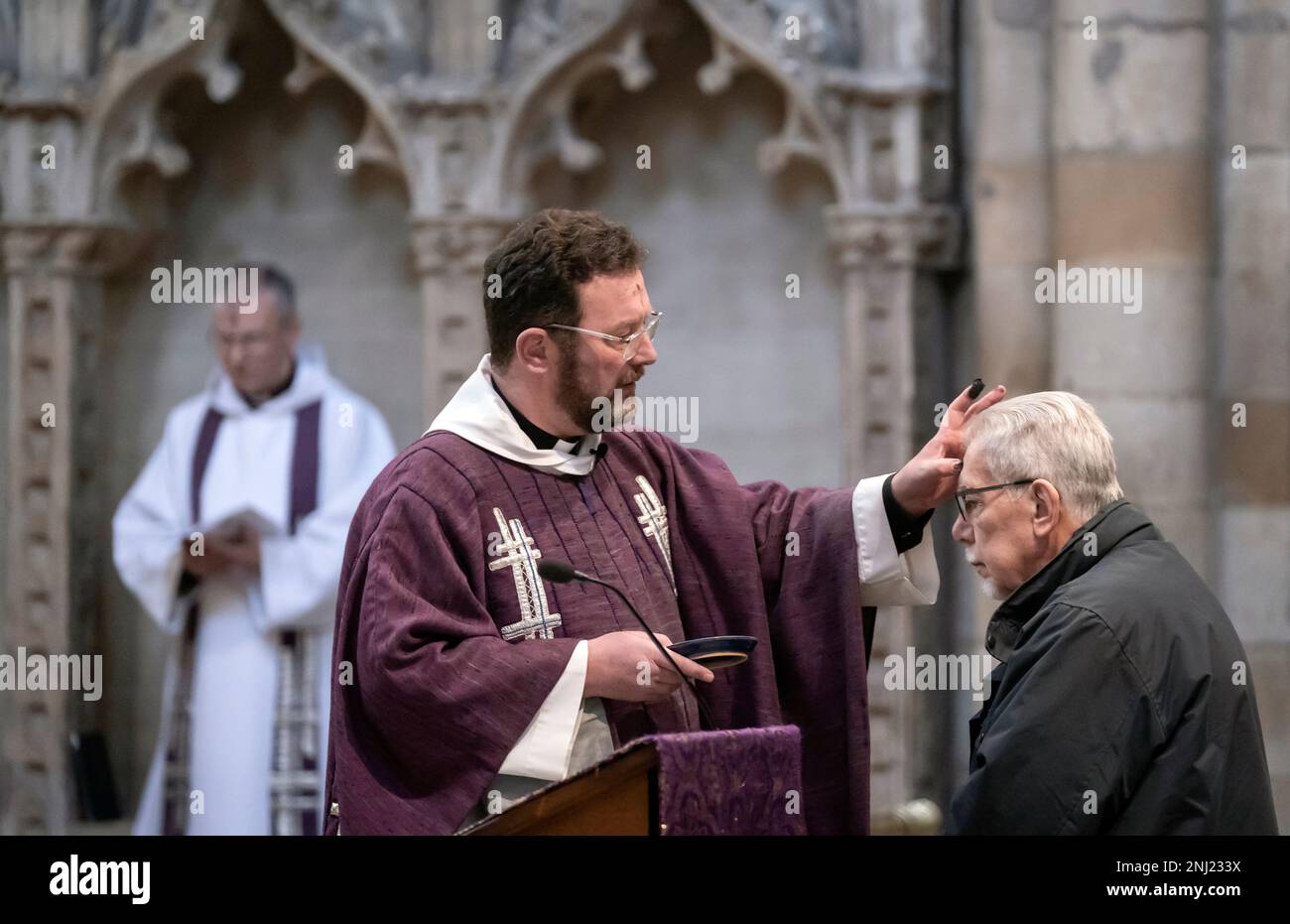 Ash wednesday forehead hi-res stock photography and images - Alamy