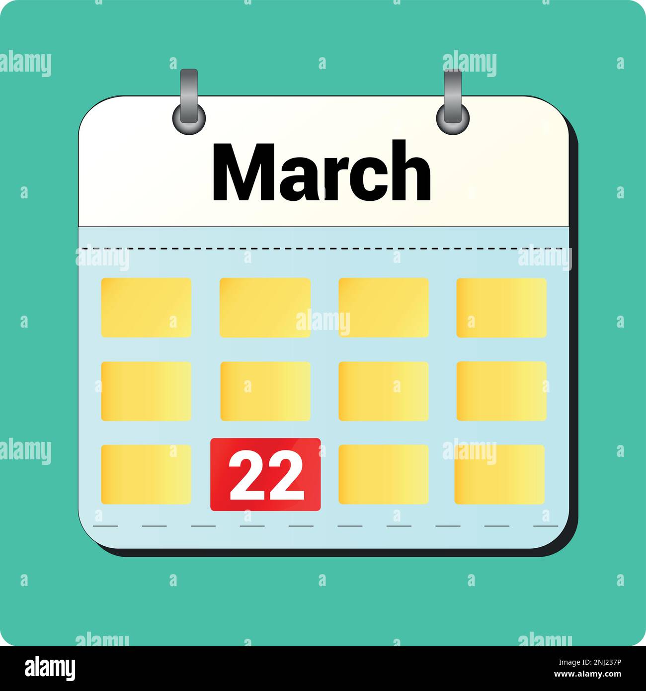 calendar vector drawing, date March 22 on the page Stock Vector Image ...