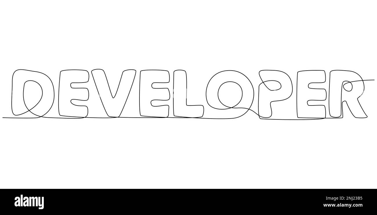 One Continuous Line Of Developer Word Thin Line Illustration Vector Concept Contour Drawing