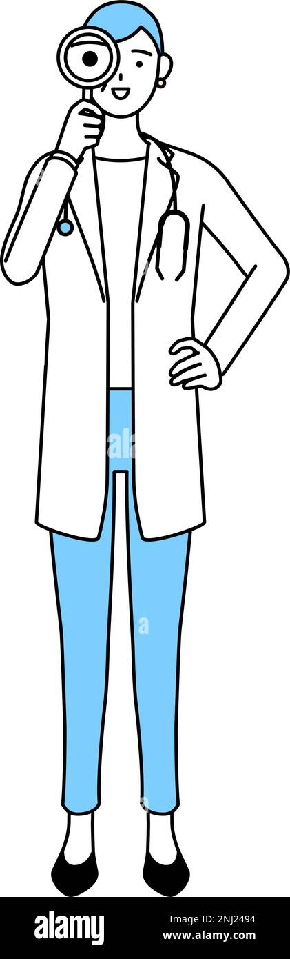 Female doctor in white coats with stethoscopes, senior, middle-aged ...