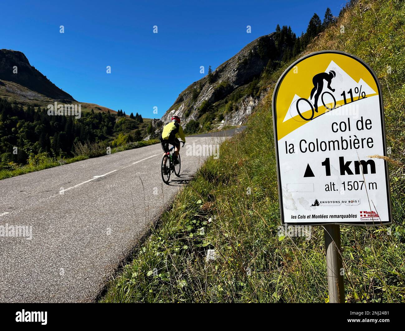 Steve Wartenberg nears the summit of the Col de la Colombiere near the ...