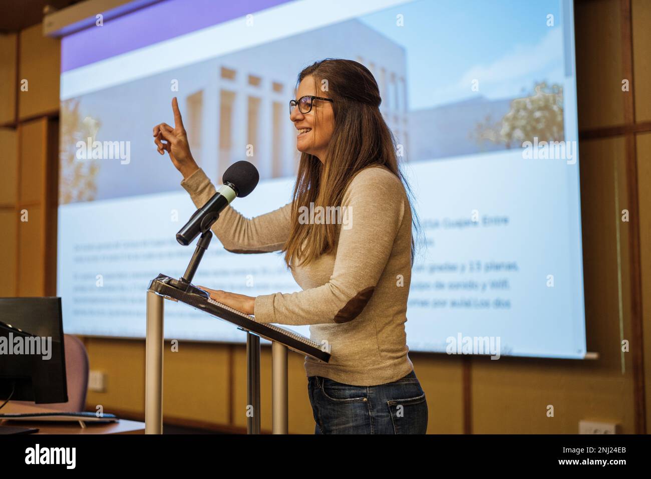 University professor giving a masterclass at the graduation of her ...