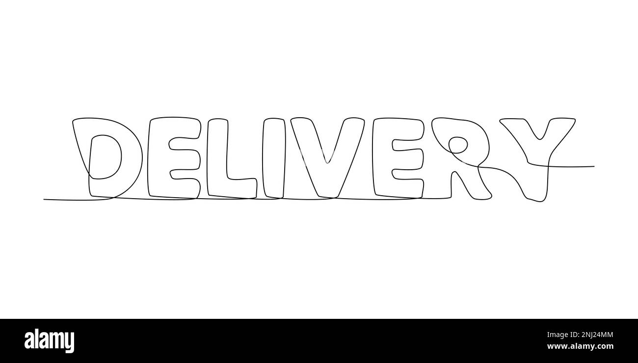 One continuous line of Delivery word. Thin Line Illustration vector ...