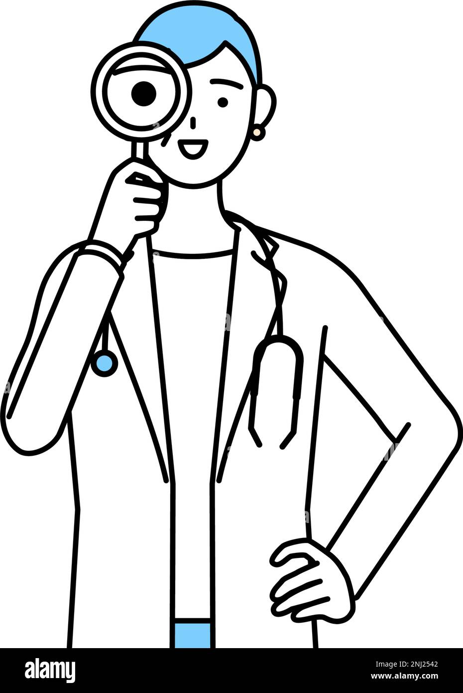female doctor with white coat, simple line drawing Stock Vector Image ...