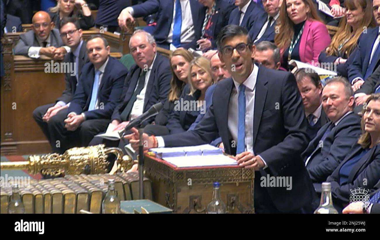 Prime Minister Rishi Sunak speaks during Prime Minister's Questions in ...