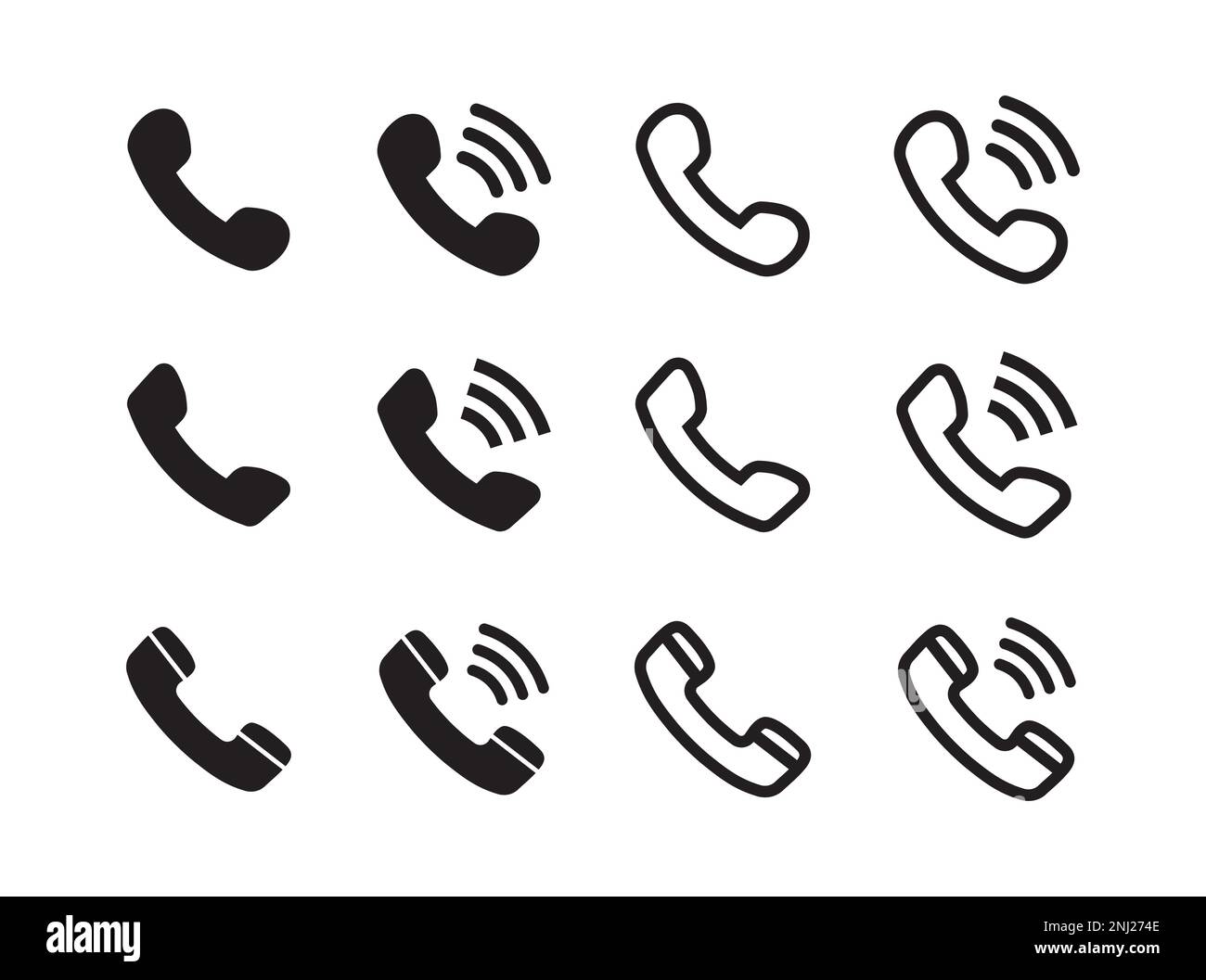 Flat Phone Call Style Vector Icon Set Stock Vector Image & Art - Alamy