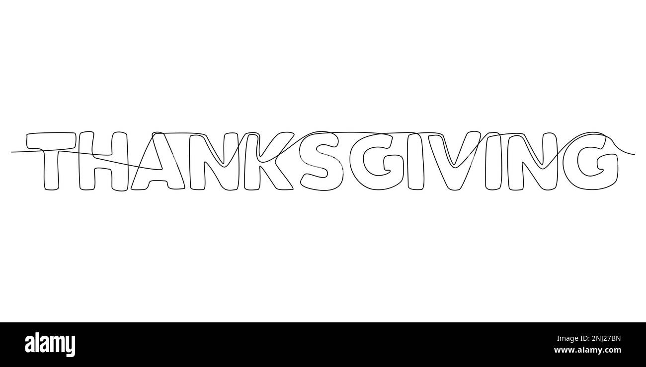 One continuous line of Thanksgiving word. Thin Line Illustration vector ...