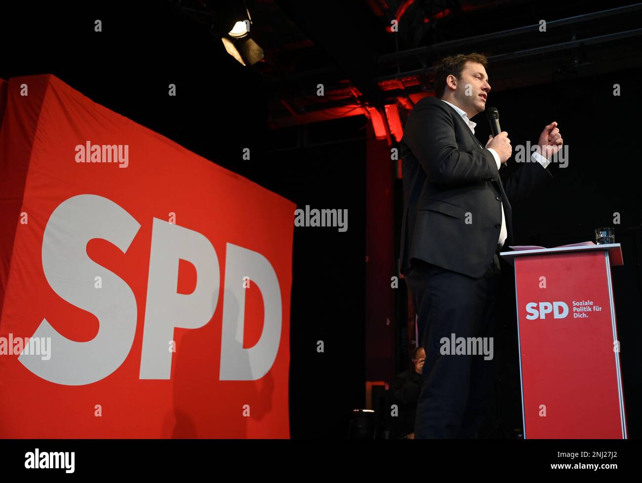 22 February 2023, Hesse, Frankfurt/Main: Lars Klingbeil, one of the two ...