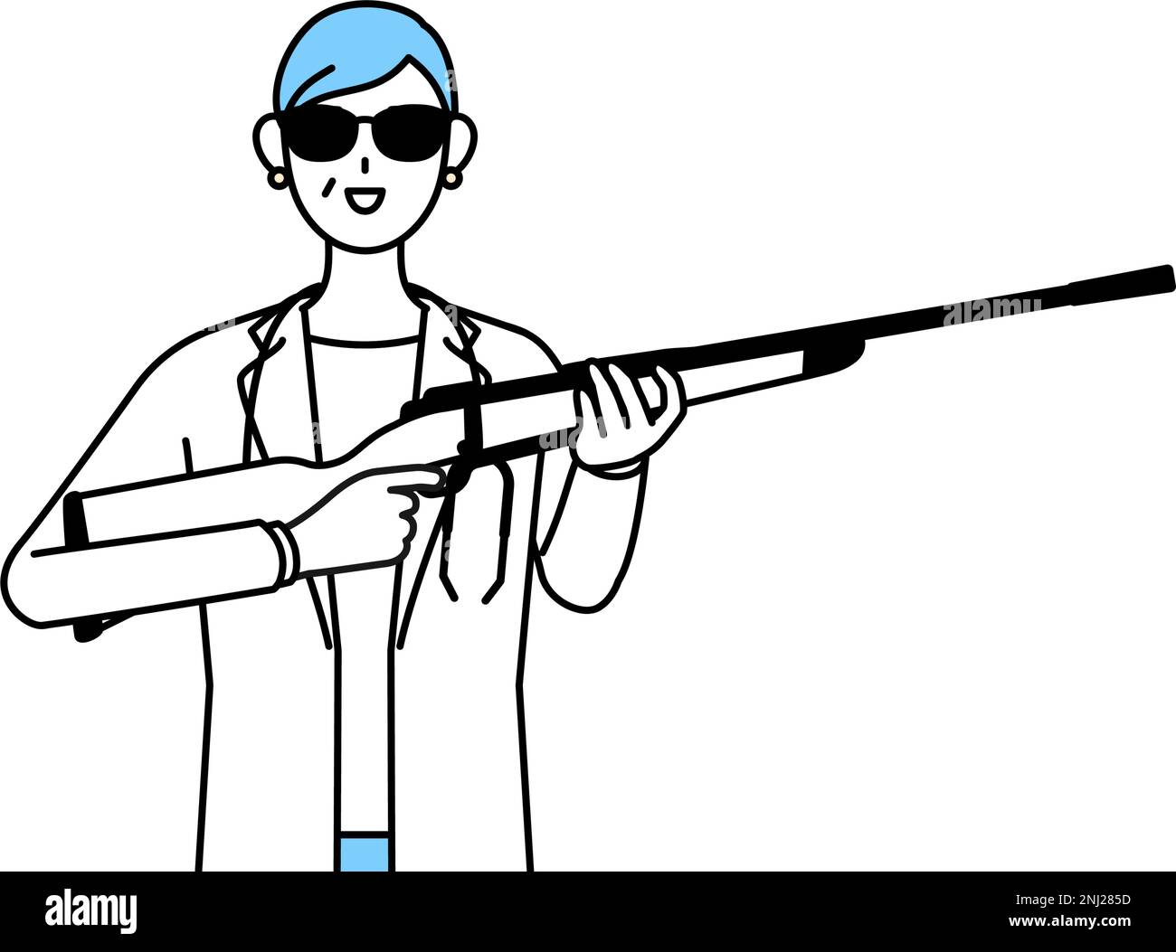 Female Doctor With White Coat Simple Line Drawing Stock Vector Image