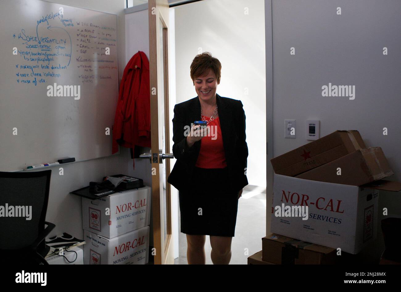 Bioengineer Jennifer Cochran shows her new office at the recently built ...