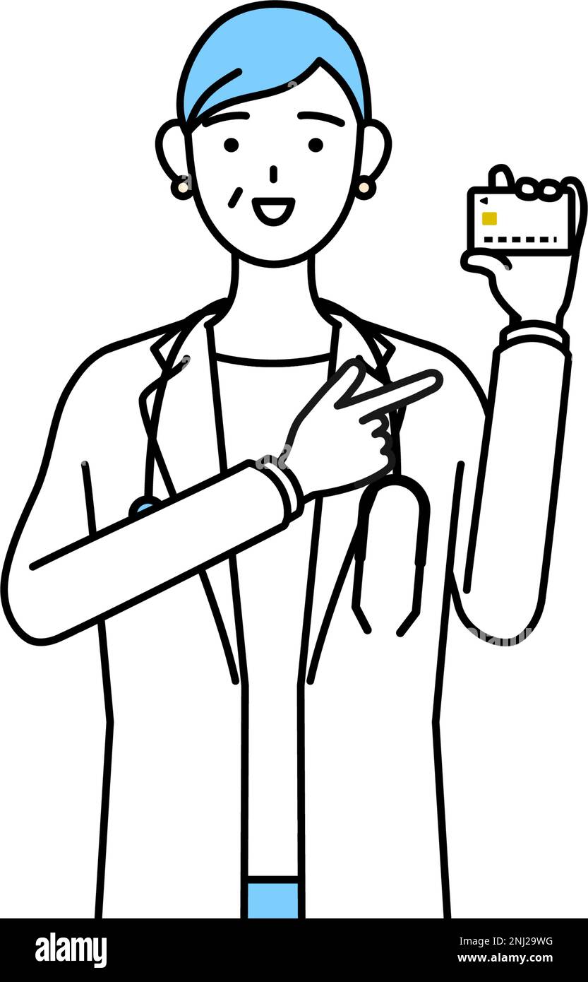 female doctor with white coat, simple line drawing Stock Vector Image ...
