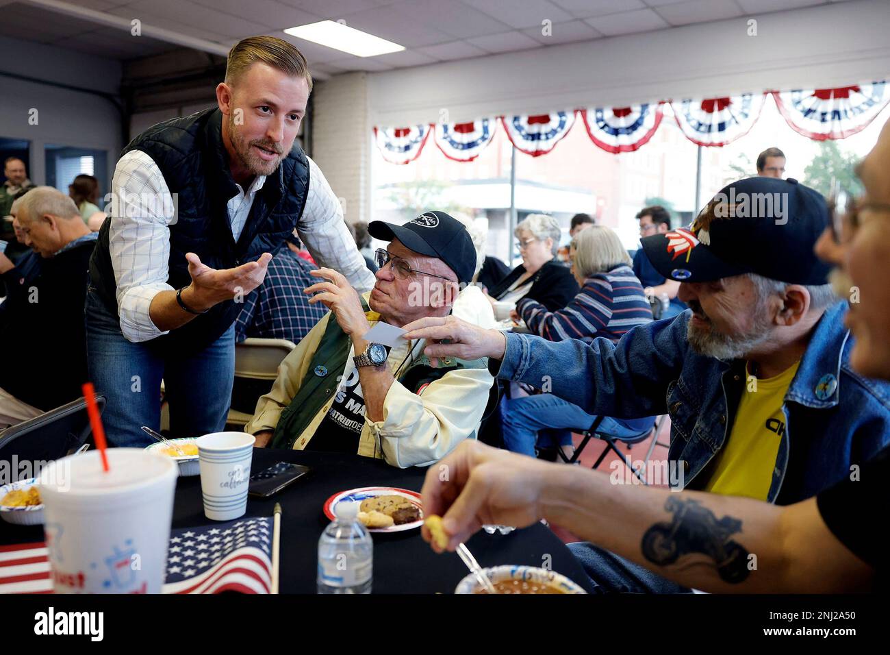Oklahoma state Superintendent Republican candidate Ryan Walters, left ...