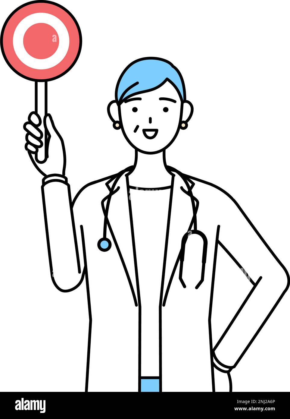female doctor with white coat, simple line drawing Stock Vector Image ...