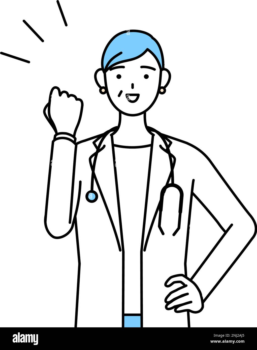 female doctor with white coat, simple line drawing Stock Vector Image ...