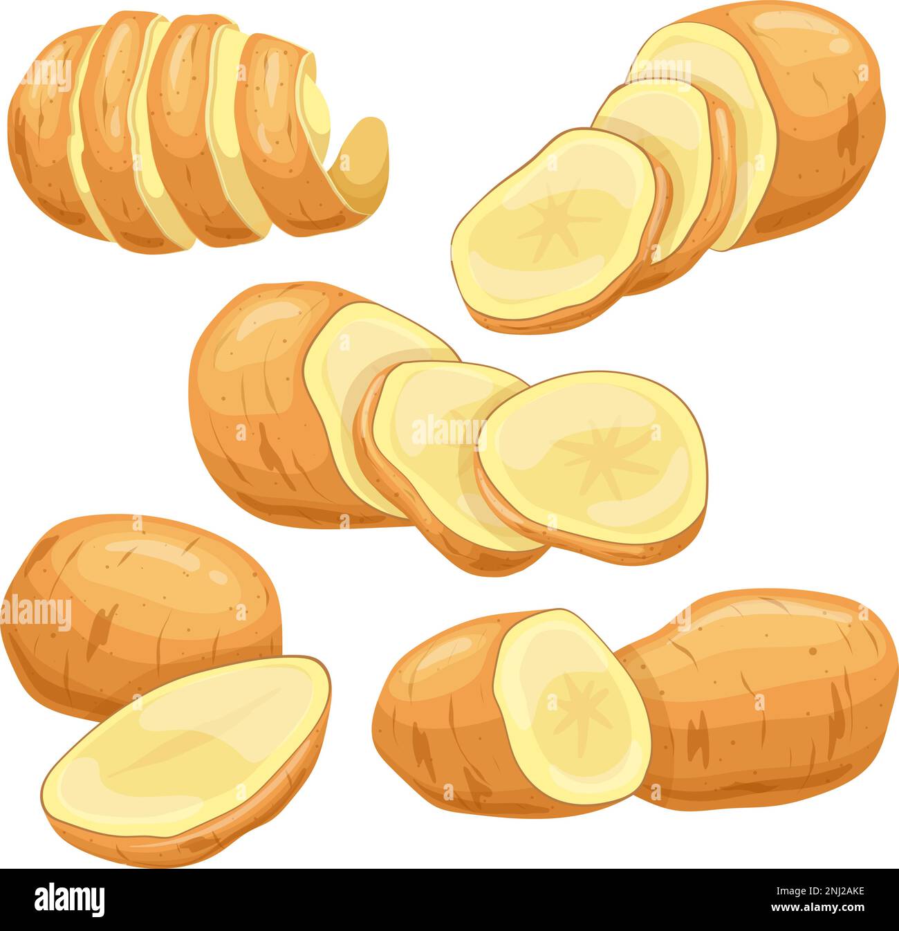 potato vegetable food set cartoon vector illustration color sign Stock ...