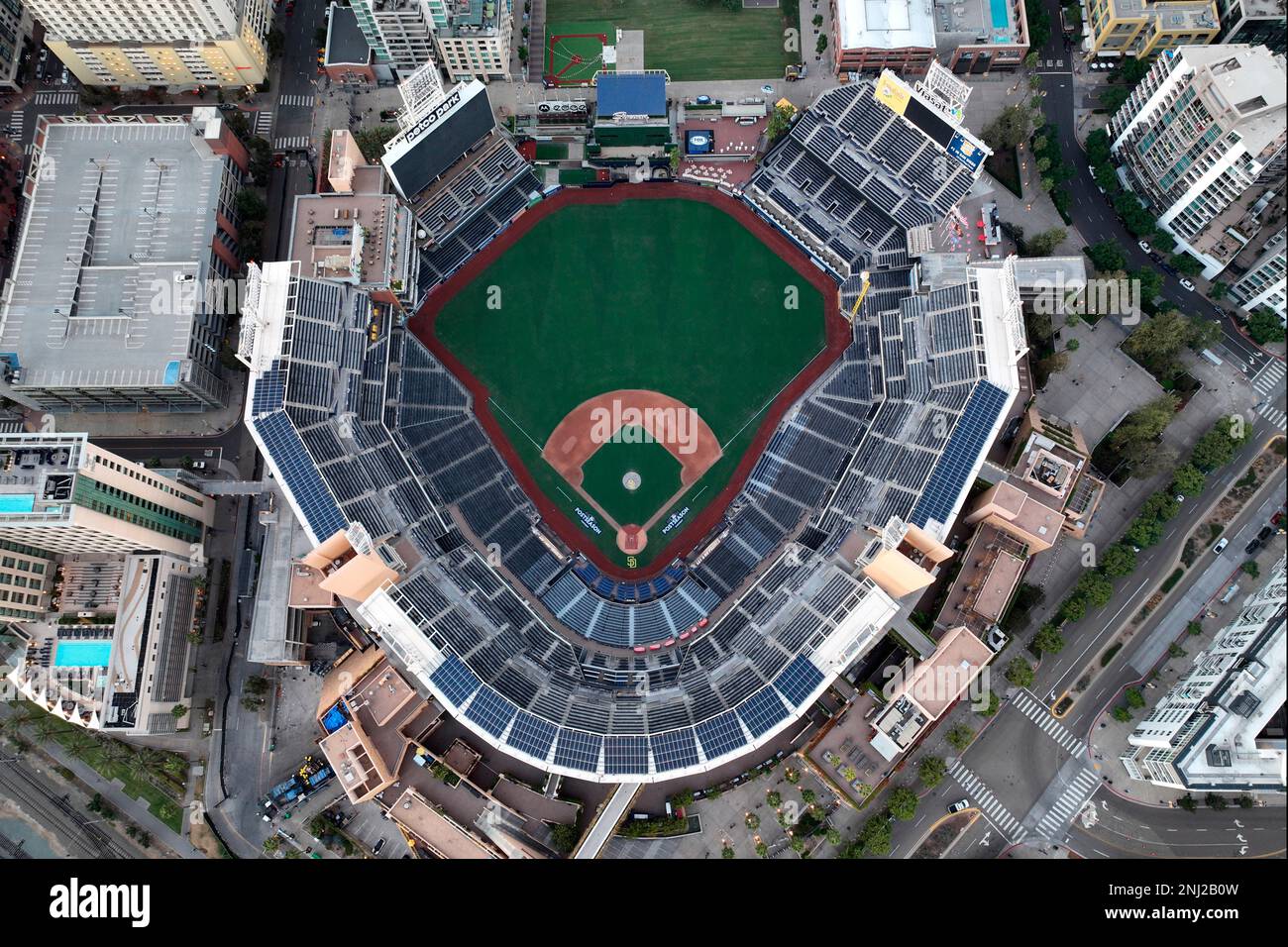 A general overall aerial view of Petco Park, Monday, Oct. 24, 2022, in ...