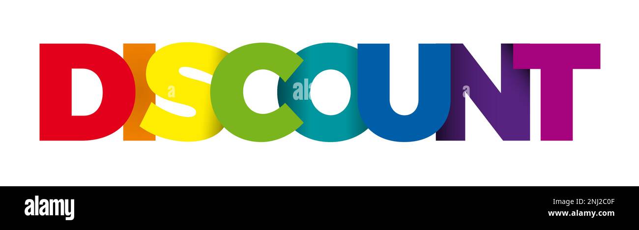 The word Discount. Vector banner and logo with colorful text Stock ...