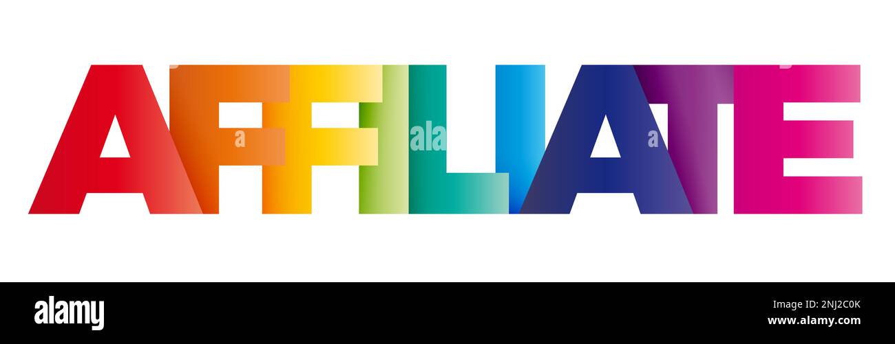 The word Affiliate. Vector banner and logo with colorful text Stock ...