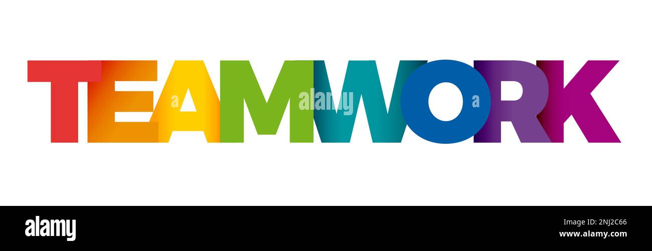 The word Teamwork. Vector banner and logo with colorful text Stock ...