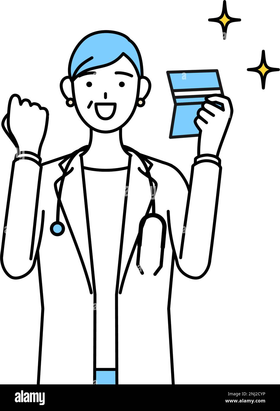 female doctor with white coat, simple line drawing Stock Vector Image ...