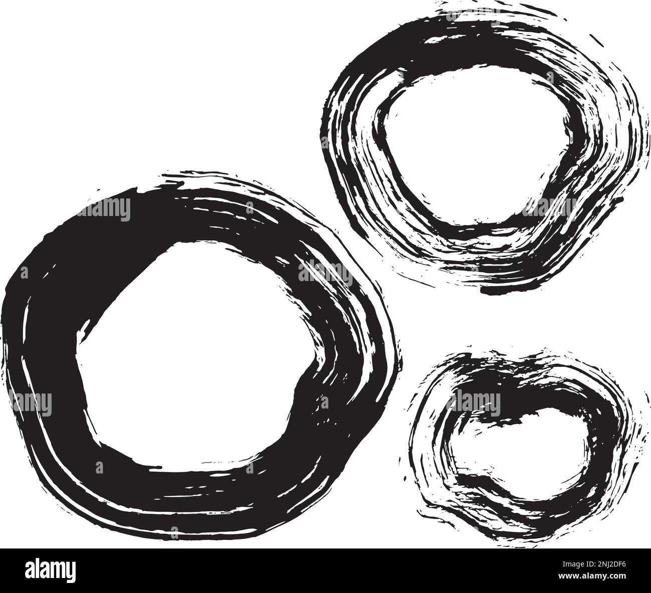 Ink Dry Brush Grunge Free Hand Round Frame Set Stock Vector Image & Art ...