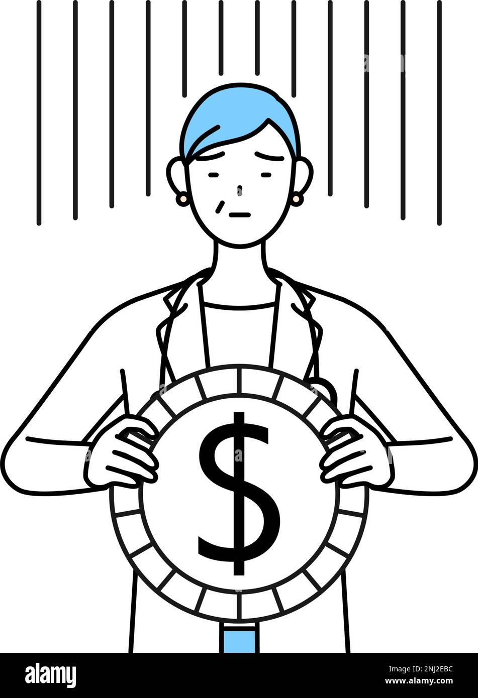 Woman with money frown Stock Vector Images - Alamy