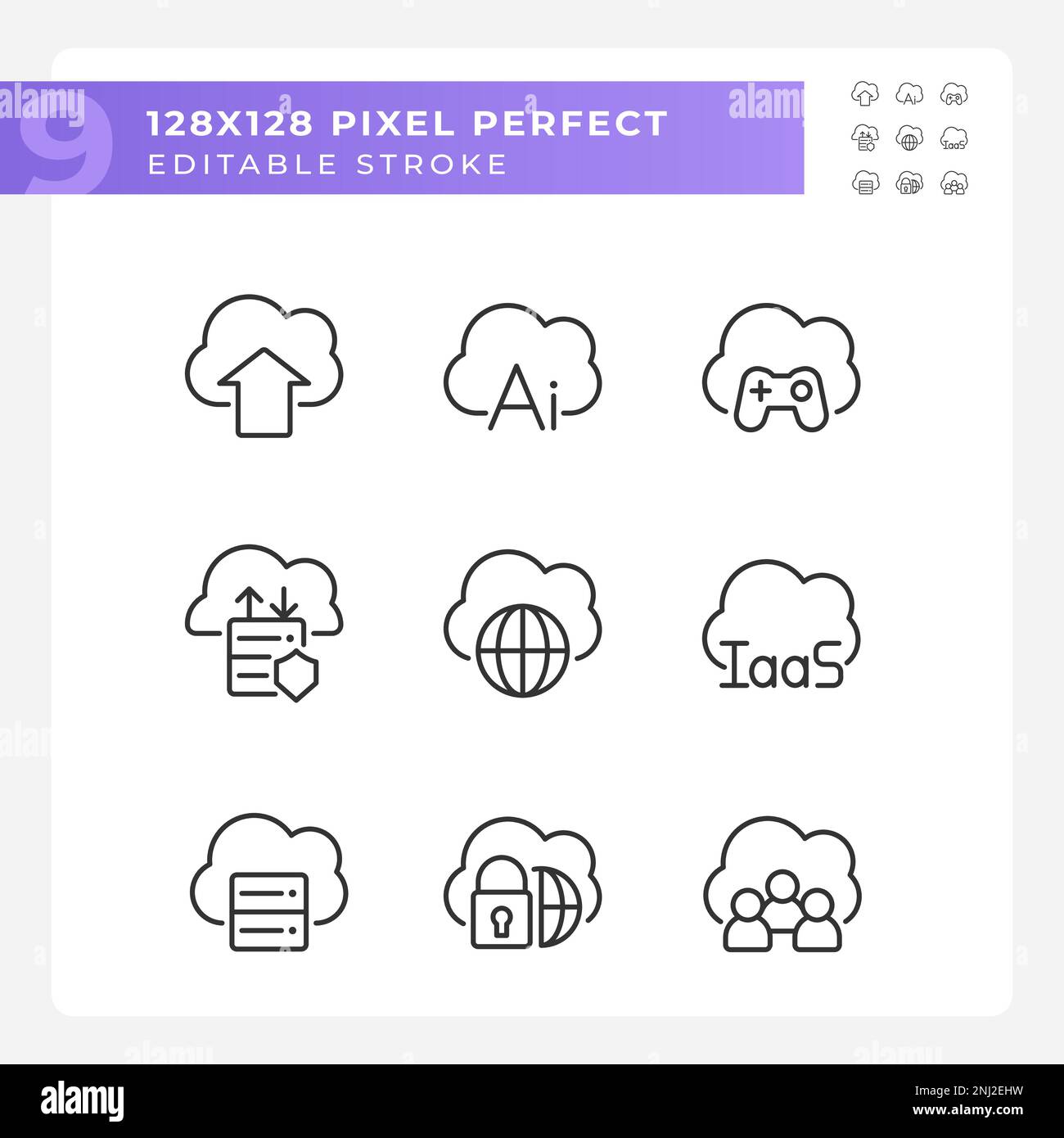 Cloud based service for data processing pixel perfect linear icons set ... Cloud based service for data processing pixel perfect linear icons set ...