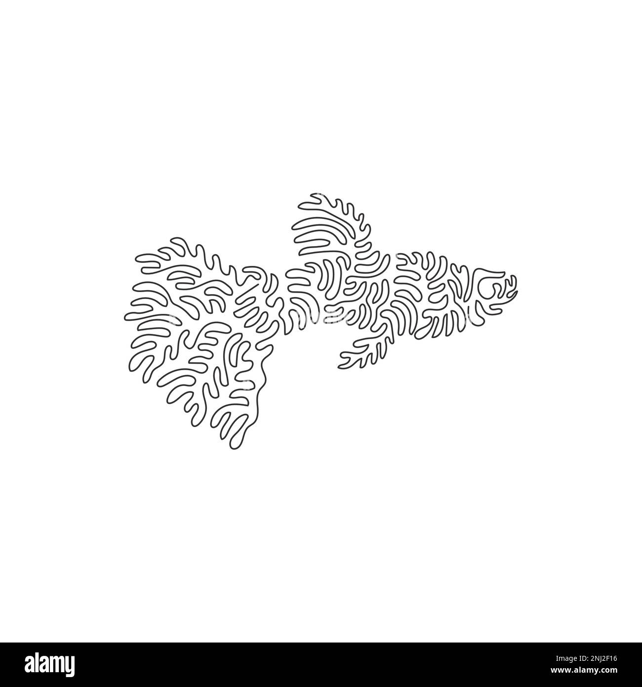 Continuous curve one line drawing of cute guppy fish abstract art ...