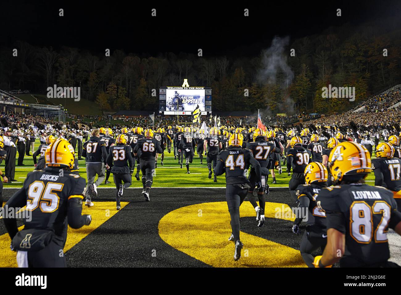 BOONE, NC - OCTOBER 19: Appalachian State Mountaineers take the field ...