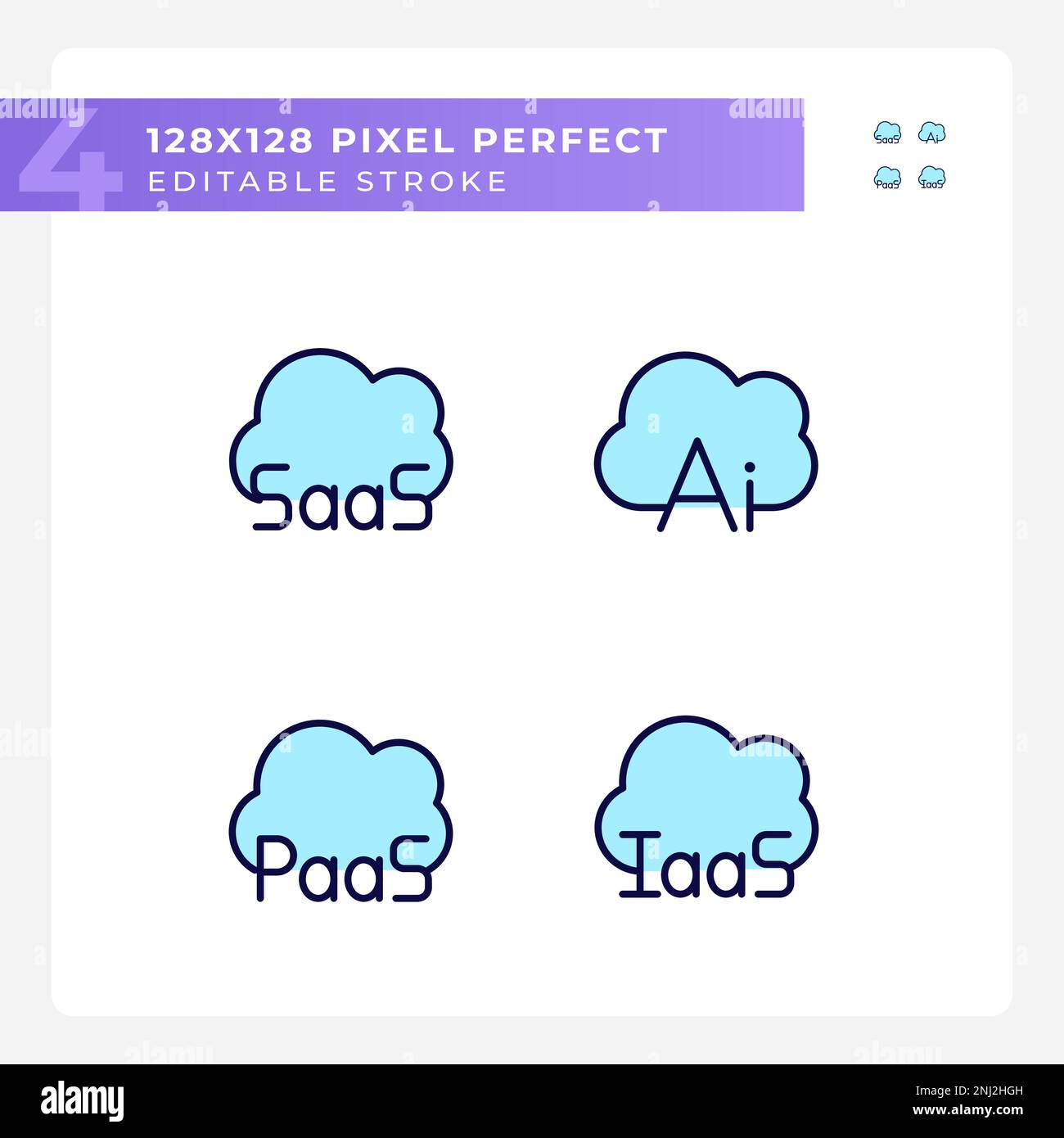 Structure of cloud computing pixel perfect RGB color icons set Stock ...