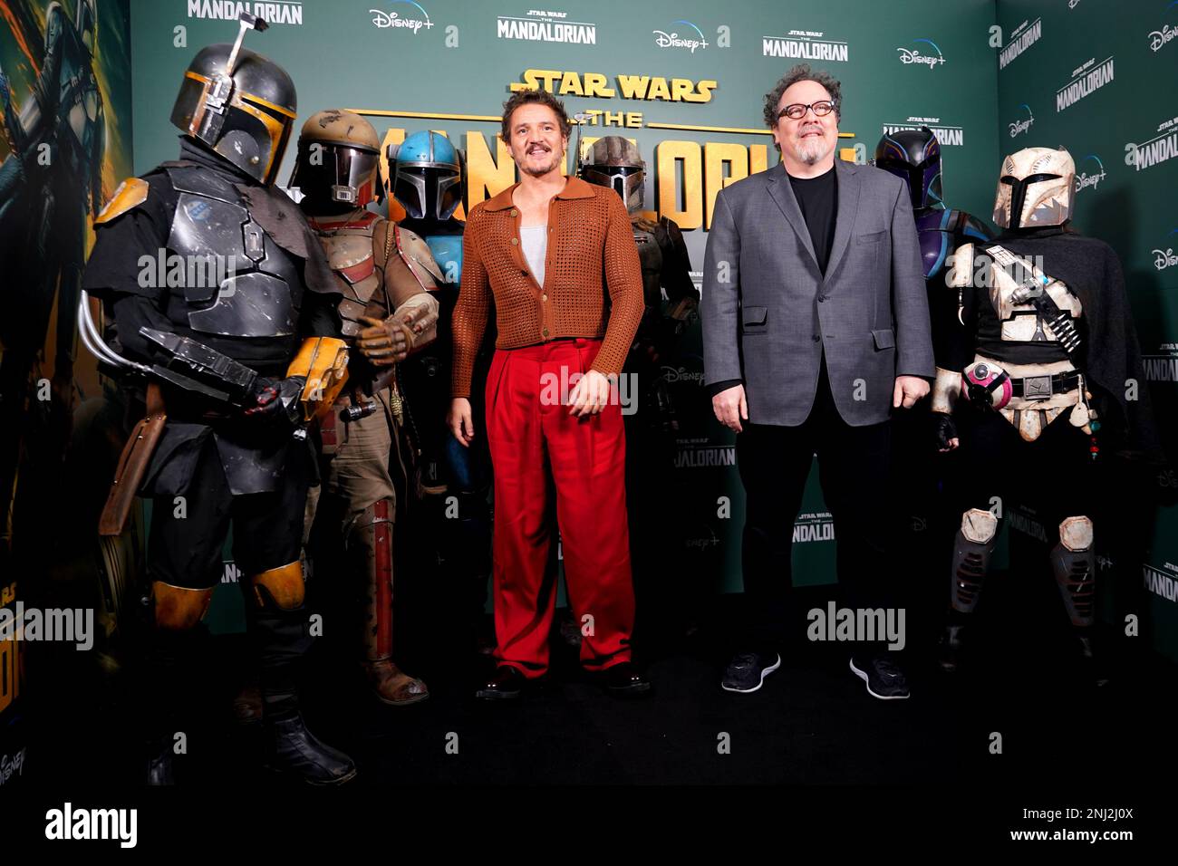 Pedro Pascal and director Jon Favreau during a photo call at Piccadilly ...