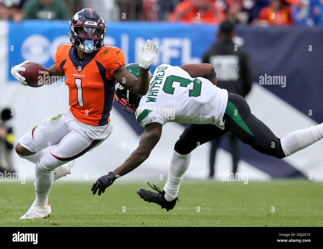 DENVER, CO - OCTOBER 23: Denver Broncos wide receiver KJ Hamler (1 ...