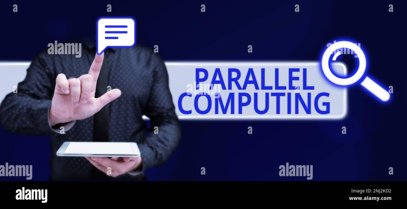 Conceptual display Parallel Computing. Business idea simultaneous calculation by means of ...