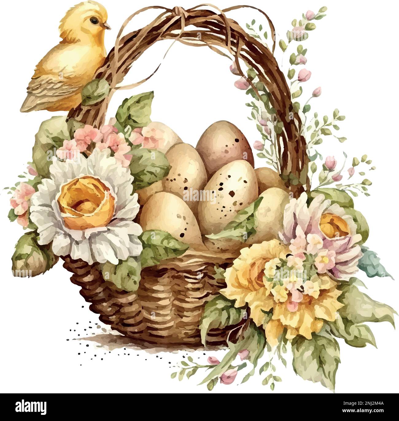 Happy easter Vector cute classic illustrations of easter eggs in a ...