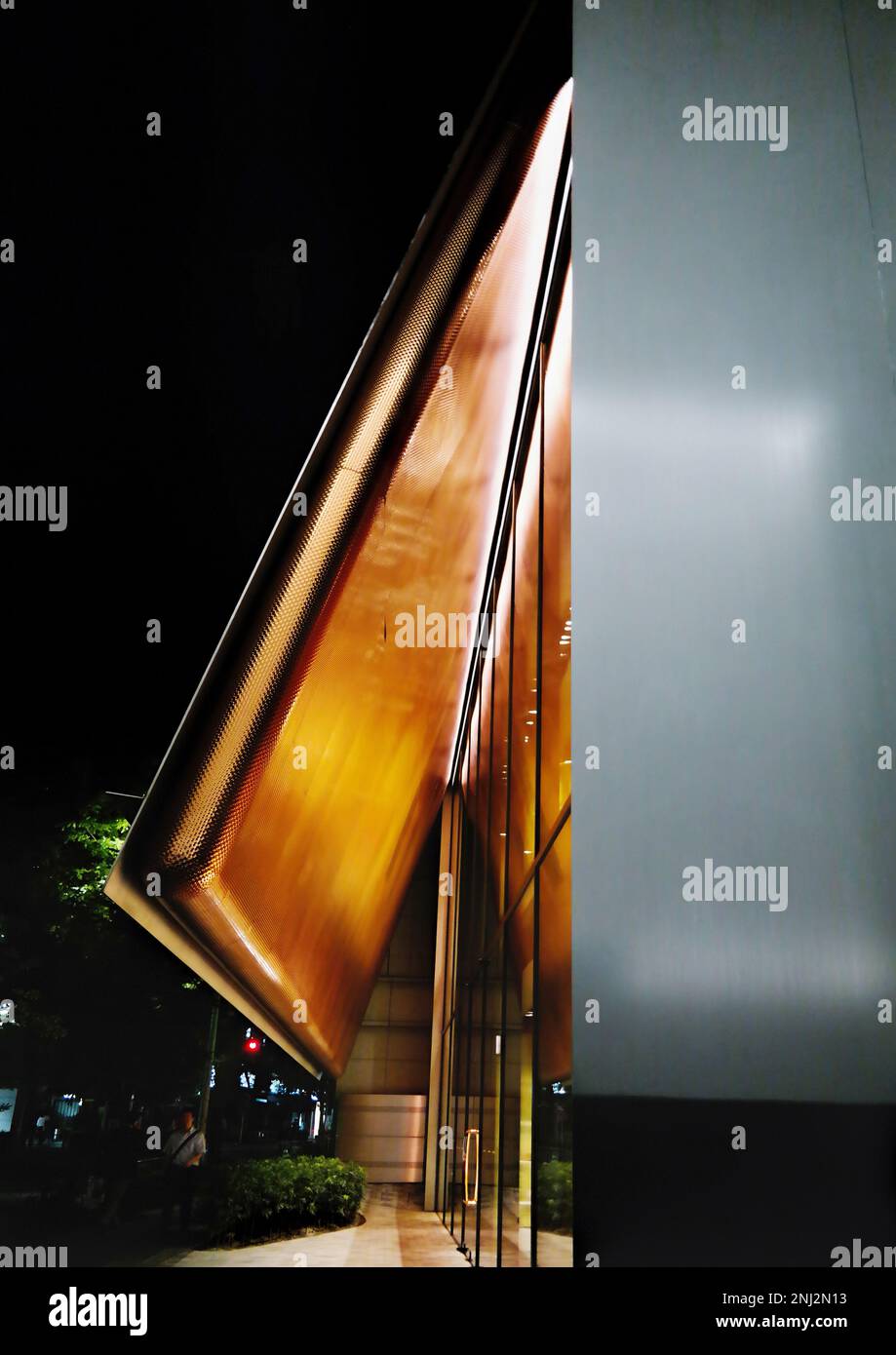Tokyo, Japan - Sept, 2017: Miu Miu Aoyama Store golden metal facade ...