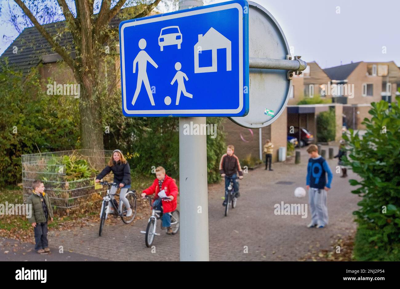 Housing area with restricted speed limit for the protection of playing ...