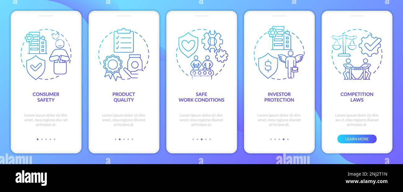 Private Sector Regulations Blue Gradient Onboarding Mobile App Screen