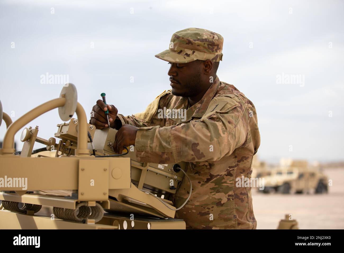A U.S. Army Soldier assigned to the 1st Infantry Division preforms ...