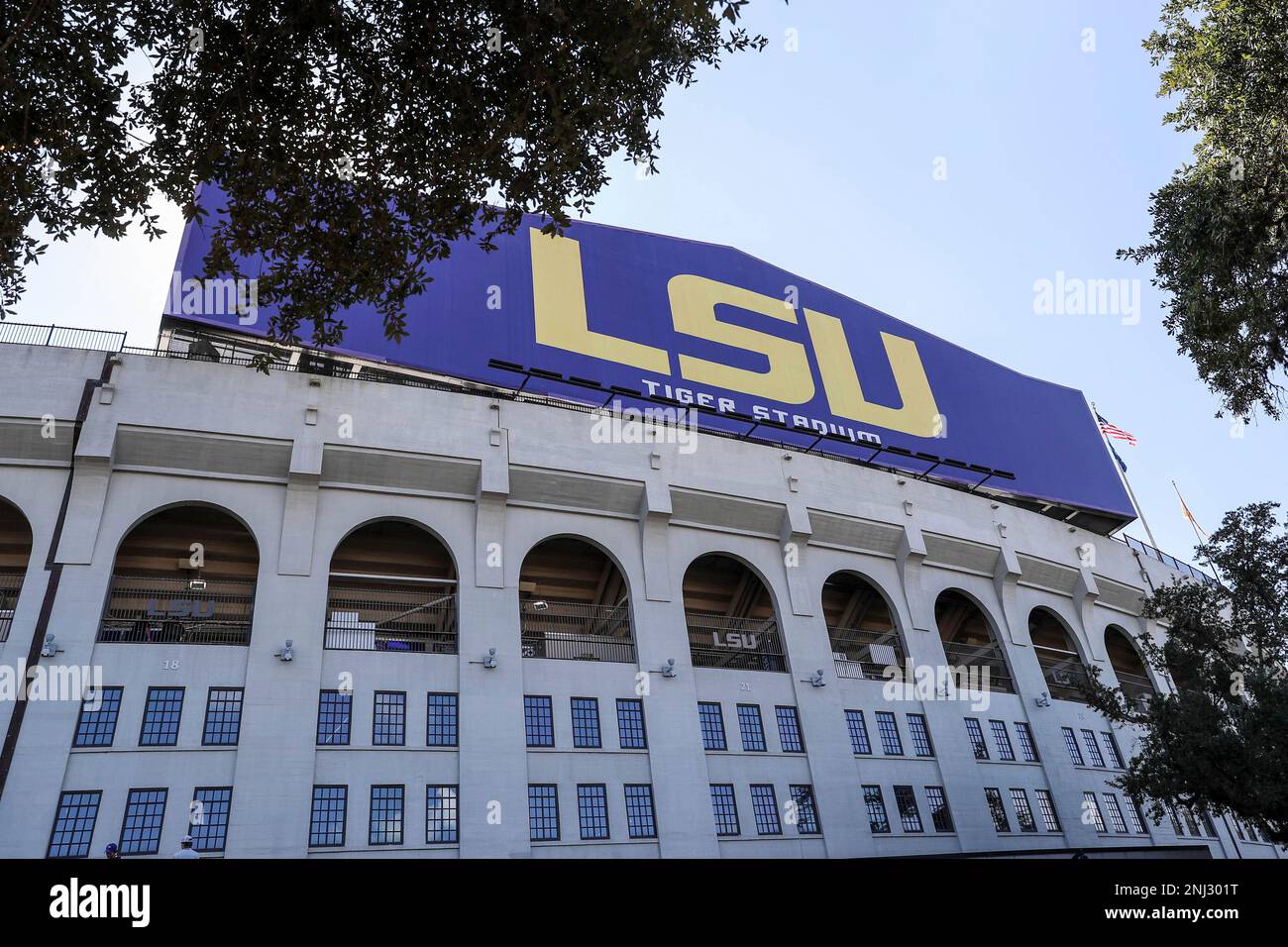 October 22, 2022: The LSU logo on Tiger Stadium overlooks Victory Hill ...