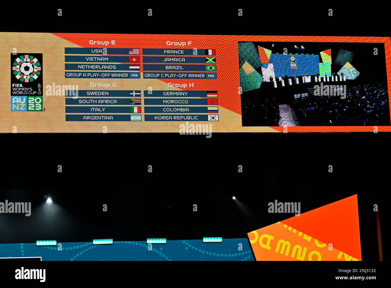 LED screens showing the final draw at the FIFA Women's World Cup 2023 ...