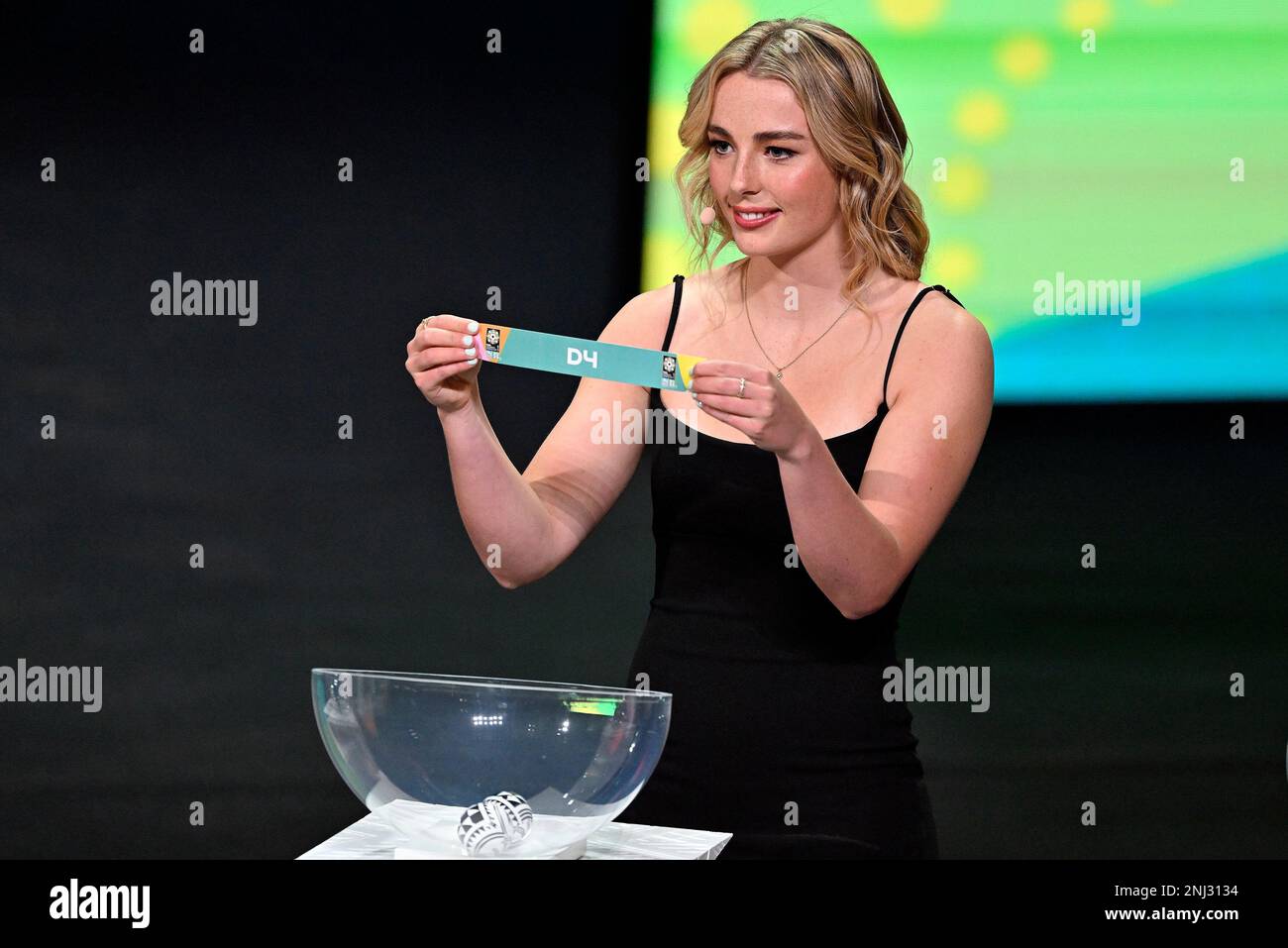 Zoi Sadowski-Synott holds up a team number during the FIFA Women's ...