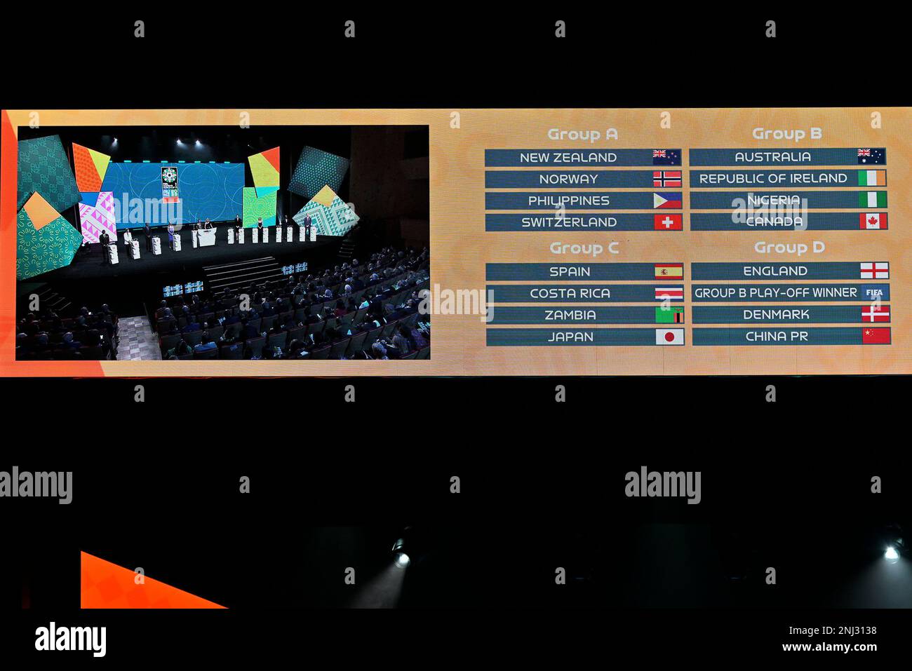 LED screens showing the final draw at the FIFA Women's World Cup 2023 ...