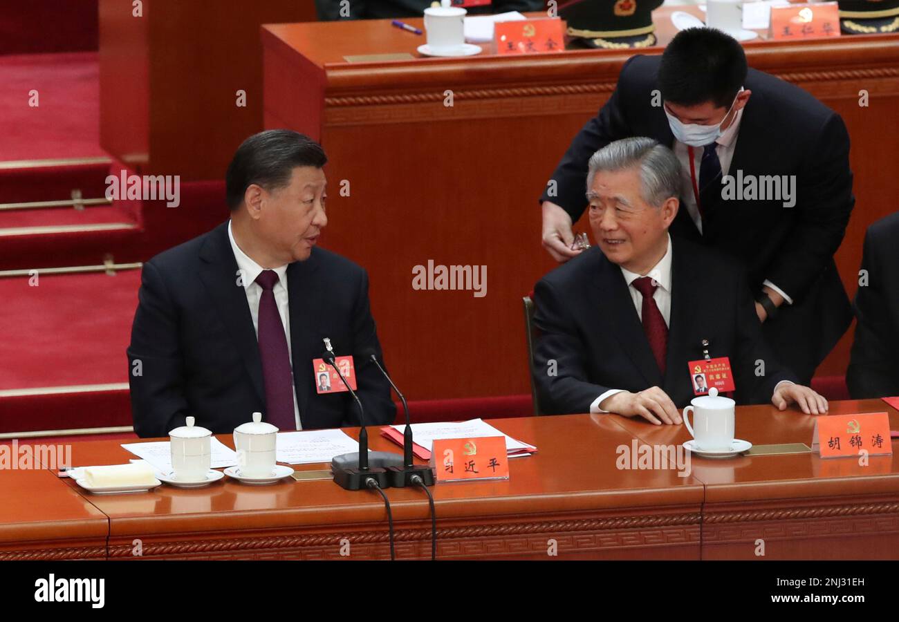 President Xi Jinping, and former President Hu Jintao, attend National ...