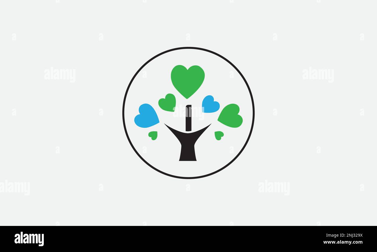 Love tree logo symbol and happiness sign icon Stock Vector Images - Alamy